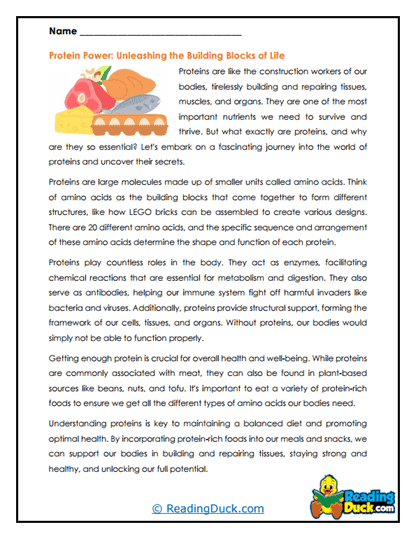 Nutrition Worksheets | Reading Duck.com