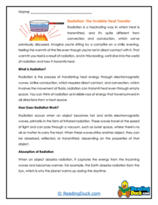 Heat Reading Worksheets | Reading Duck.com