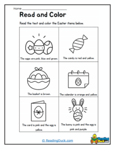 Reading and Coloring Worksheets | Print Concept | Reading Duck.com