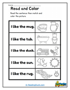 Reading and Coloring Worksheets | Print Concept | Reading Duck.com