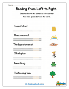 Reading Left to Right Worksheets | Reading Duck.com
