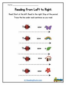 Reading Left to Right Worksheets