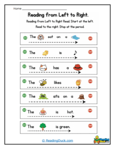 Reading Left to Right Worksheets