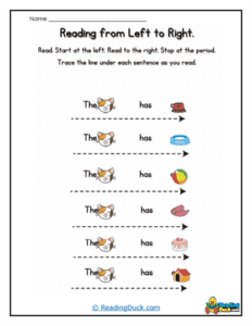 Reading Left to Right Worksheets | Print Concept | Reading Duck.com