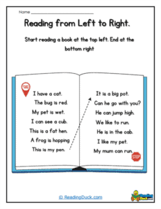 Reading Left to Right Worksheets | Print Concept | Reading Duck.com