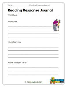 Reading Response Journal Worksheets | Phonics Skills | Reading Duck.com