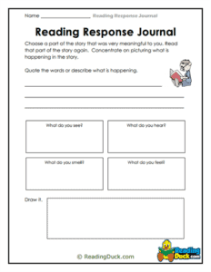 Reading Response Journal Worksheets | Phonics Skills | Reading Duck.com