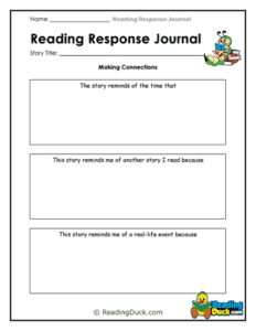 Reading Response Journal Worksheets | Phonics Skills | Reading Duck.com