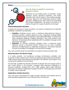 Chemical Reactions Worksheets | Reading Duck.com