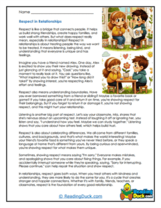 Respect Worksheets