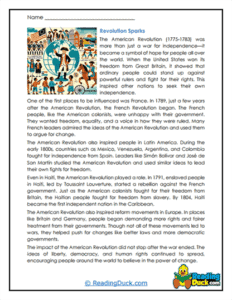 American Revolution Worksheets | Independence | Reading Duck.com