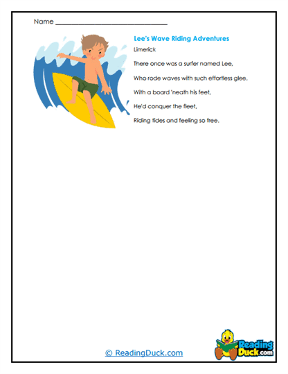 Limerick Genre Worksheets | Poetry Genre | Reading Duck.com