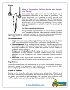 Gymnastics Worksheets
