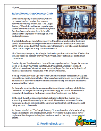 Grade 12 Reading Comprehension Worksheets | Reading Duck.com