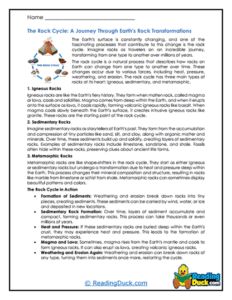 Rock Cycle Worksheets