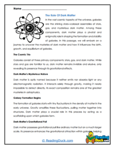 Galaxies Worksheets
