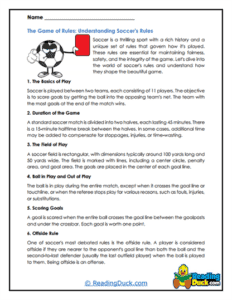 Soccer Worksheets | Futbol World | Reading Duck.com