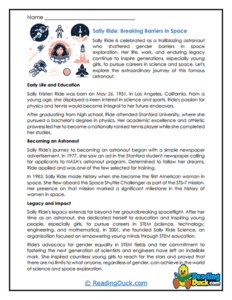 Astronauts Reading Worksheets | Space Exploration | Reading Duck.com