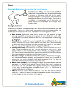 Badminton Worksheets | Birdie | Reading Duck.com