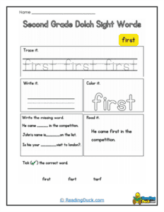 2nd Grade Dolch Sight Words Worksheets