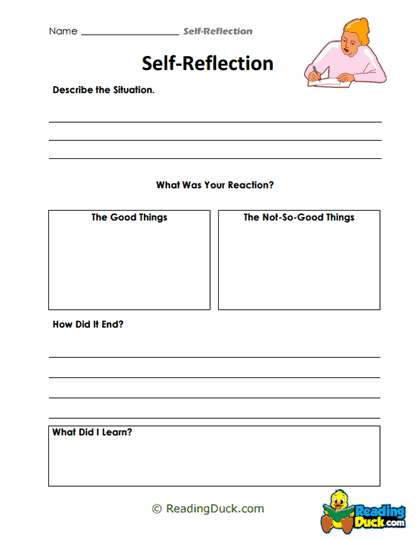 Self Reflection Worksheets | Language Arts Skills | Reading Duck.com