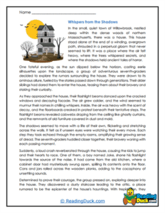 Horror Reading Passages Worksheets | Reading Duck.com
