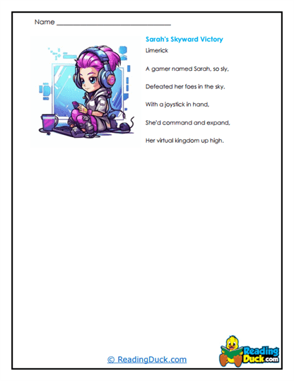 Limerick Genre Worksheets | Poetry Genre | Reading Duck.com