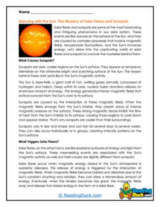 The Sun Worksheets | Astronomy Series | Reading Duck.com