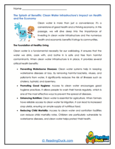 Water Scarcity Worksheets | Reading Duck.com