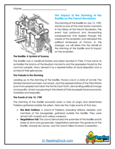 French Revolution Worksheets | Reading Duck.com