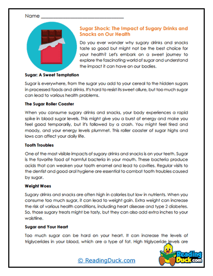 Nutrition Worksheets | Reading Duck.com