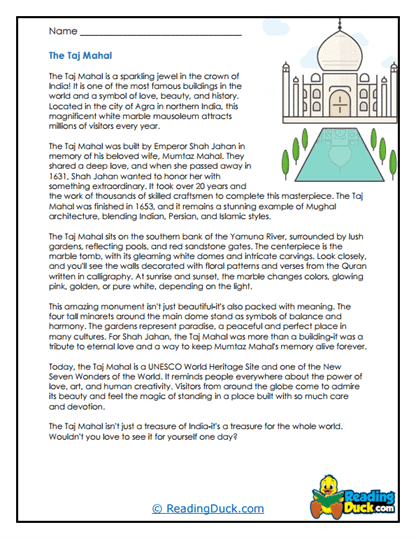 Famous Buildings and Skyscraper Worksheets | Reading Duck.com