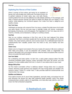 Global Cuisine Worksheets | World Culture & Reading Skills