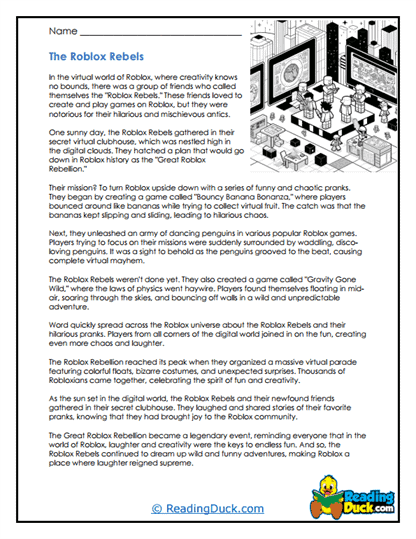 Grade 8 Reading Comprehension Worksheets | Reading Duck.com