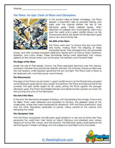 Greek Mythology Worksheets | Stories and Myths | Reading Duck.com