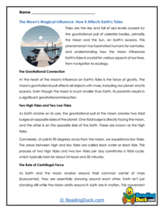 Moon and Moons Reading Worksheets | Reading Duck.com