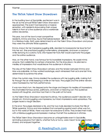 Grade 7 Reading Comprehension Worksheets | Reading Duck.com