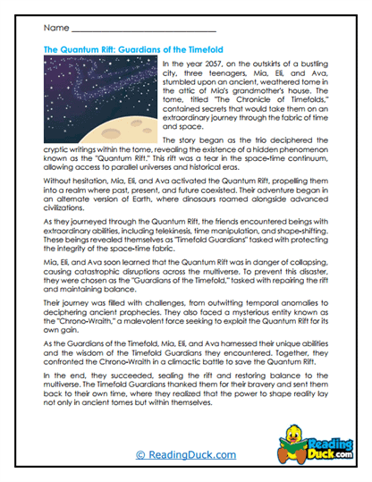 Science Fiction Worksheets | Fiction Genre | Reading Duck.com