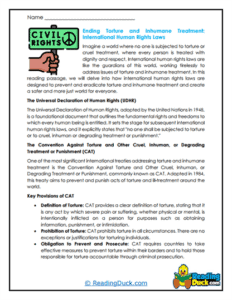 Human Rights Worksheets | Reading Comp. | Reading Duck.com