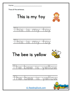 Tracing Sentences Worksheets | Handwriting Series | Reading Duck.com