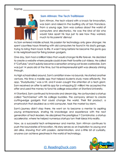 Biography Worksheets | Nonfiction Genre | Reading Duck.com