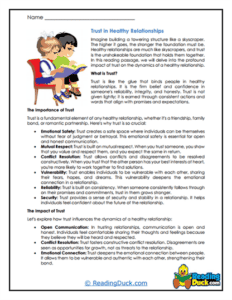 Healthy Relationships Worksheets | Reading Duck.com