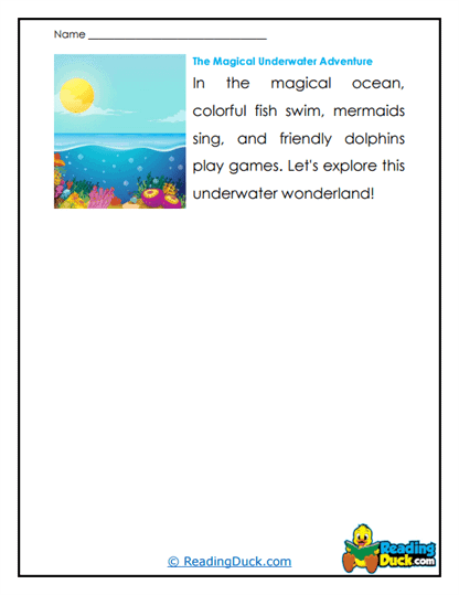 20-Word Reading Comprehension Worksheets | Reading Duck.com