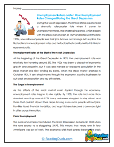 Great Depression Reading Worksheets | Reading Duck.com