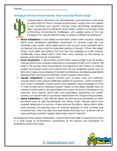 Vascular Plants Reading Worksheets | Reading Duck.com