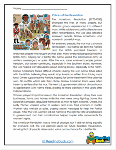 American Revolution Worksheets | Independence | Reading Duck.com