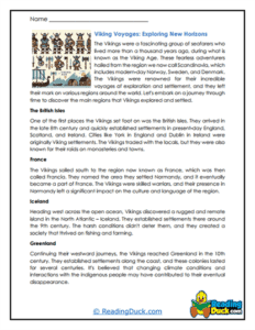 Viking Age Worksheets | Norse Mythology | Reading Duck.com