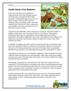 Capybara Reading Worksheets | Reading Duck.com