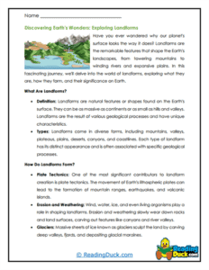 Landforms Worksheets
