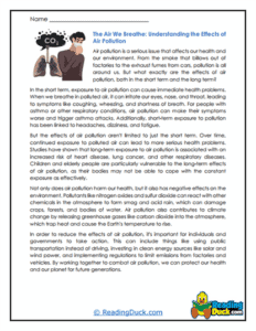 Air Pollution Worksheets